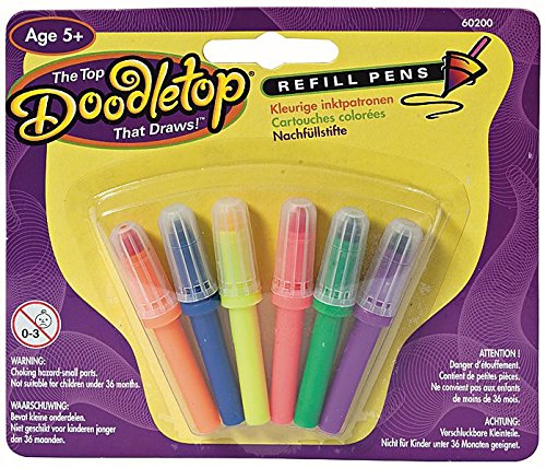 U-Create Doodletop Twister 6 Refill Pens for Tops, Drawing Games, Marker Pens, Creative Art Spiral Spinning Top For Kids Age 5 & Above