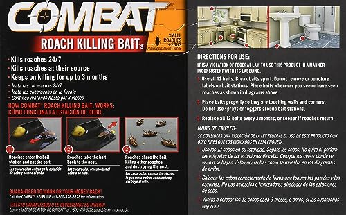 Combat Roach Killing Bait Stations for Small Roaches, Kills Roaches and Eggs, 12 Count