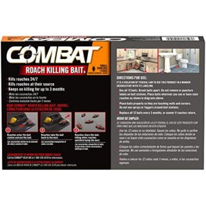 Combat Roach Killing Bait Stations for Small Roaches, Kills Roaches and Eggs, 12 Count