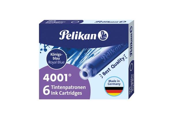 Pelikan 4001 TP/6 Ink Cartridges for Fountain Pens, Royal Blue, 0.8ml, 6 Pack (301176)