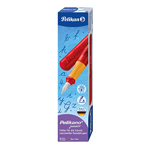 Pelikan Pelikano Jr. Fountain Pen, Right-Handed, Medium Nib, Red, 1 Pen, 940882