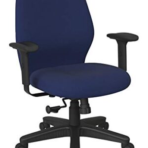 Office Star Ergonomic Mid Back Adjustable Office Desk Chair with Thick Padded Seat and Built-in Lumbar Support, Icon Navy Blue Fabric