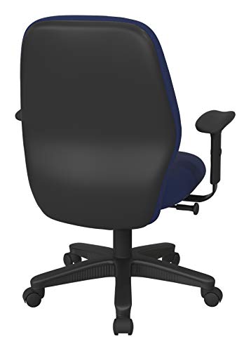 Office Star Ergonomic Mid Back Adjustable Office Desk Chair with Thick Padded Seat and Built-in Lumbar Support, Icon Navy Blue Fabric