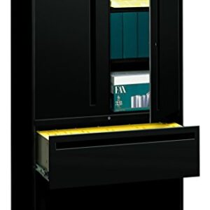 HON 2-Drawer with 3 Shelves Office Filing Cabinet - Brigade 700 Series Lateral File Cabinet, 19.25"D, Black (H795)