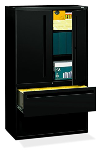 HON 2-Drawer with 3 Shelves Office Filing Cabinet - Brigade 700 Series Lateral File Cabinet, 19.25"D, Black (H795)