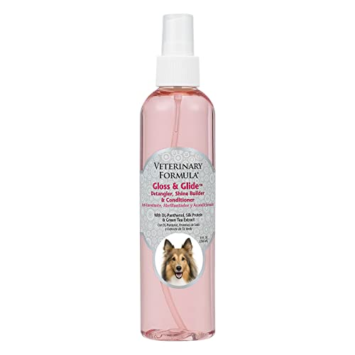 Veterinary Formula Solutions Gloss & Glide Detangler, Shine Builder, Conditioner Spray for Dogs – Quickly Detangles Matted Hair – With Silk Protein and Antioxidants (8 Fl. Oz.)