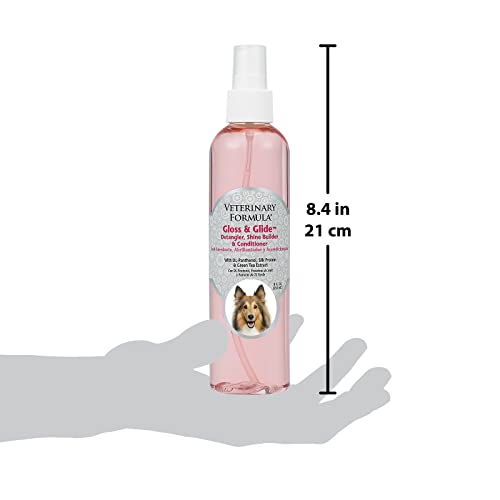 Veterinary Formula Solutions Gloss & Glide Detangler, Shine Builder, Conditioner Spray for Dogs – Quickly Detangles Matted Hair – With Silk Protein and Antioxidants (8 Fl. Oz.)