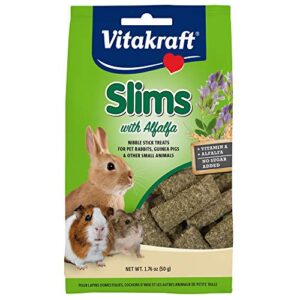 vitakraft slims with alfalfa rabbit, guinea pig & small animal nibble stick treat, 1.76 oz