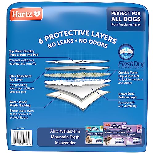 Hartz Home Protection Unscented Odor Eliminating Gel Dog Pads - 50 Count