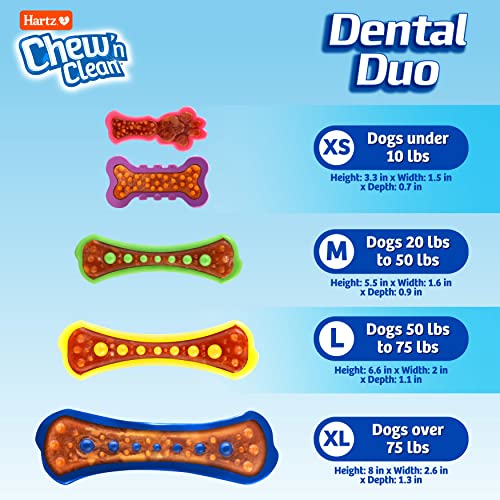 Hartz Chew 'n Clean Dental Duo Bacon Flavored Dental Dog Chew Toy and Treat - Large, Colors may vary