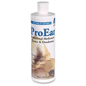 top performance proear professional medicated ear cleaners — versatile and effective solution for cleaning dog and cat ears, 16 oz.