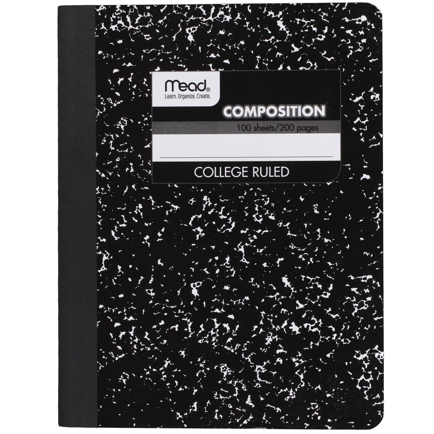 Mead Composition Notebook, College Ruled Paper, 9-3/4" x 7-1/2", 100 Sheets, Black Marble (09932)