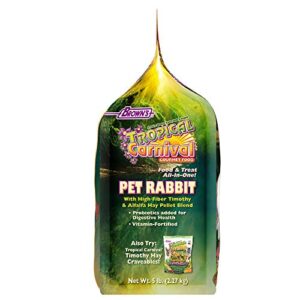 F.M. Brown's Tropical Carnival, Gourmet Pet Rabbit Food with High-Fiber Timothy and Alfalfa Hay Pellets, Probiotics for Digestive Health, Vitamin-Nutrient Fortified Daily Diet, 5 lb