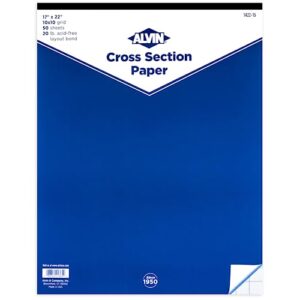 alvin quadrille paper pad 50 sheets of 17" x22" model 1422-15 drafting and graph paper, suitable for pencil and ink, printer compatible, 10" x 10" grid - 50 sheet pad, 17 x 22 inch