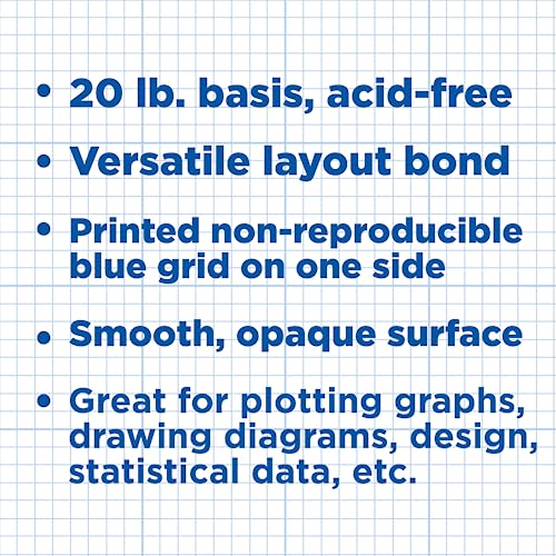 ALVIN Quadrille Paper Pad 50 Sheets of 17" x22" Model 1422-15 Drafting and Graph Paper, Suitable for Pencil and Ink, Printer Compatible, 10" x 10" Grid - 50 Sheet Pad, 17 x 22 Inch