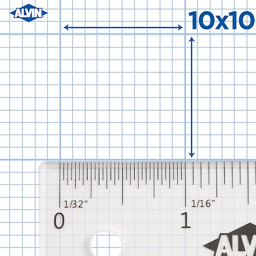 ALVIN Quadrille Paper Pad 50 Sheets of 17" x22" Model 1422-15 Drafting and Graph Paper, Suitable for Pencil and Ink, Printer Compatible, 10" x 10" Grid - 50 Sheet Pad, 17 x 22 Inch