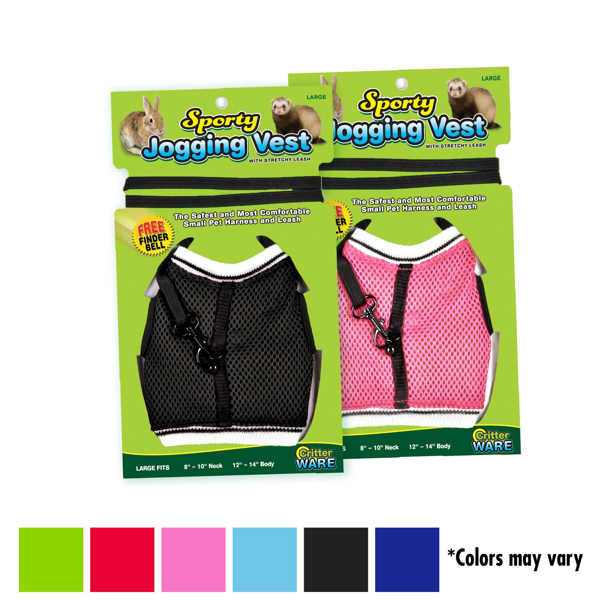 Ware Manufacturing Nylon Walk-N-Vest Pet Harness and Leash for Small Pets, Large - Colors May Vary