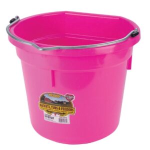 miller manufacturing p20fbhotpink plastic flat back bucket for horses, 20-quart