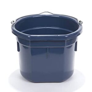 Little Giant® Flat Back Plastic Animal Feed Bucket | Animal Feed Bucket with Metal Handle | Horse Feed & Water Bucket | 8 Quarts | Navy