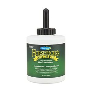 farnam horseshoer's secret deep-penetrating hoof oil for horses, conditions dry hooves and prevents cracks, splits and contracted heels, contains avocado oil, 32 oz.