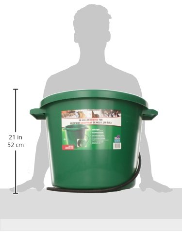 Farm Innovators HT-200 16 Gallon Plastic Heated Livestock Pet Farm Animal Water Bucket Tub with Hidden De-Icer Heating Element, Green