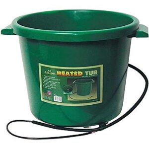 Farm Innovators HT-200 16 Gallon Plastic Heated Livestock Pet Farm Animal Water Bucket Tub with Hidden De-Icer Heating Element, Green