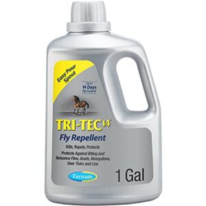 farnam tri-tec 14 horse fly spray, kills, repels, protects, 128 ounces, easy pour gallon refill