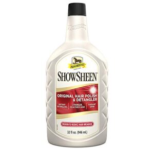 absorbine showsheen hair polish & detangler for mane, tail & coat, healthy hair growth & radiant shine, 32oz refill bottle