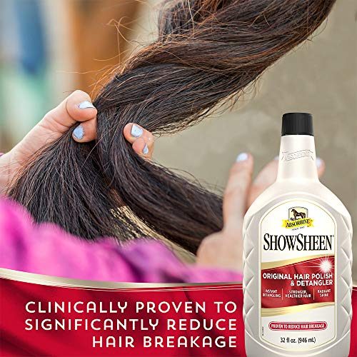 Absorbine ShowSheen Hair Polish & Detangler for Mane, Tail & Coat, Healthy Hair Growth & Radiant Shine, 32oz Refill Bottle