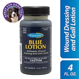 Farnam Blue Lotion Antiseptic Wound Dressing and Gall Lotion for use on Horses and Dogs, Blue 4 Ounces