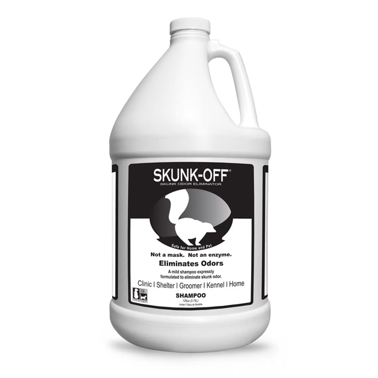 Skunk Off Pet Shampoo – Ready to use Skunk Odor Remover for Dogs, Cats, Carpet, Car, Clothes & More – Skunk Shampoo Non-Enzymatic Formula (1 Gallon)