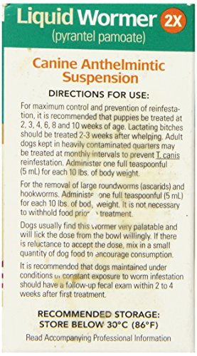 Durvet 2x LIquid Wormer, 2 oz, For Puppies and Adult Dogs