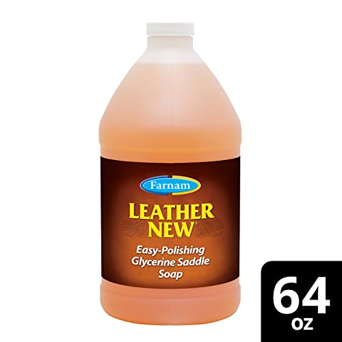 Farnam Leather New Easy-Polishing Glycerine Saddle Soap and Leather Saddle Cleaner, Protects and Preserves Leather, Cleans, Conditions and Polishes, 64 Oz.