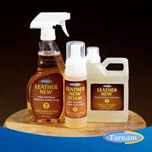 Farnam Leather New Easy-Polishing Glycerine Saddle Soap and Leather Saddle Cleaner, Protects and Preserves Leather, Cleans, Conditions and Polishes, 64 Oz.