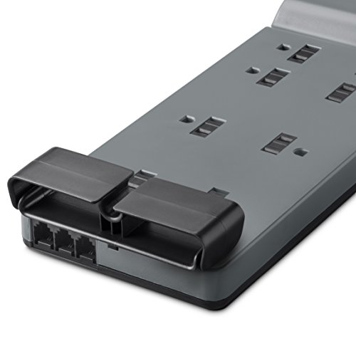 Belkin Power Strip Surge Protector with 8 Outlets, 6 ft Long Flat Plug Heavy Duty Extension Cord + Overload Protection for Home, Office, Travel, Compuer Desktop & Phone Charging Brick (3,550 Joules)