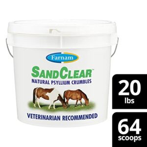 Farnam Sand Clear for Horses Natural Psyllium Crumbles, Veterinarian recommended to support the removal of sand & dirt from the ventral colon, 20 lbs., 64 scoops