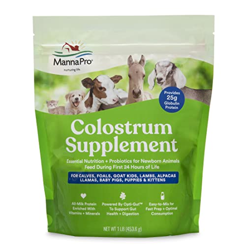 Manna Pro Colostrum Supplement for Newborn Goat Kids | Formulated with Vitamins and Minerals | Helps Promote Healthy Development | 16oz