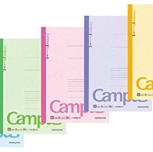 Kokuyo Campus Notebook, B 6mm(0.24in) Ruled, Semi-B5, 30 Sheets, 35 Lines, Pack of 5, 5 Colors, Japan Improt (NO-3CBNX5)