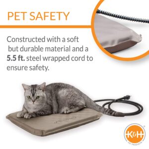 K&H Pet Products Lectro-Soft Outdoor Heated Dog and Cat Bed, Electric Thermostatically Controlled Orthopedic Pet Pad Tan Small 14 X 18 Inches