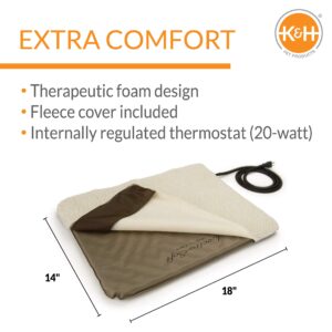 K&H Pet Products Lectro-Soft Outdoor Heated Dog and Cat Bed, Electric Thermostatically Controlled Orthopedic Pet Pad Tan Small 14 X 18 Inches