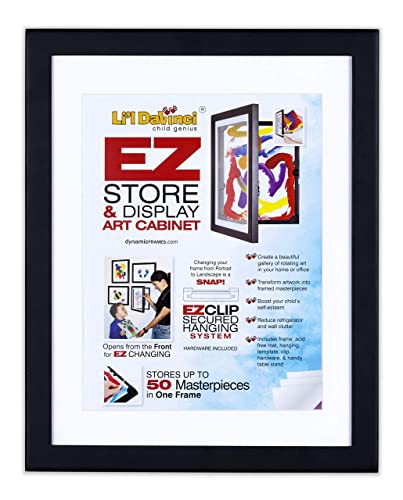 Li'l DAVINCI Art Frames: front-opening, EZ Store wooden frames that allow you to hold up to 50 items in each! (Black, for 8.5 x 11 items)