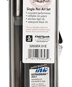 Koh-I-Noor RapidoSketch Pen and Ink Set, 35mm Pen Point and .75 oz. Bottle of Ultradraw Black Ink, 1 Set (3265BX.01E)