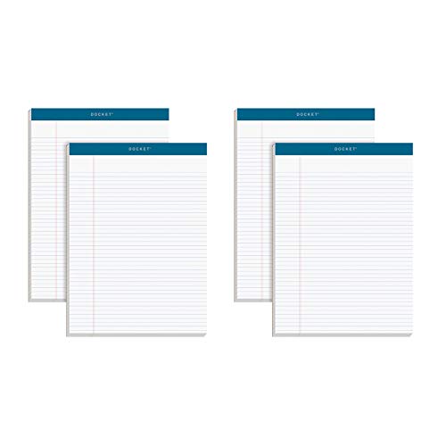 TOPS Docket Writing Pads, 8-1/2" x 11-3/4", Narrow Rule, White Paper, 100 Sheets, 4 Pack (99612)