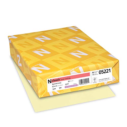 Neenah Paper 05221 Classic Linen Writing Paper, Baronial Ivory, 8-1/2x11, 24-lb., 500 Sheets/Ream, 8 1/2 in X 11 in