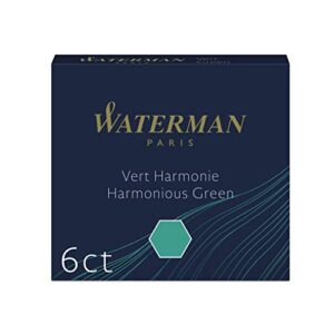 waterman fountain pen ink cartridges, short 'international', harmonious green, 6 count