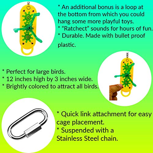 Lucky Bird Toys Gear Head 12in Length Small Bird Toy