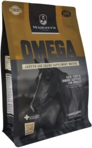 majesty's omega wafers - superior horse / equine skin, coat, and immune support supplement - omega 3, 6, 9, and biotin - 60 count (2 month supply)