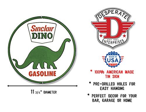 Signs 4 Fun SROS2 Oil-Sinclair Dino Round Sign, Brown