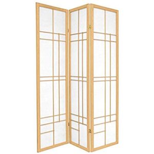 oriental furniture 6 ft. tall eudes shoji screen - natural - 3 panels