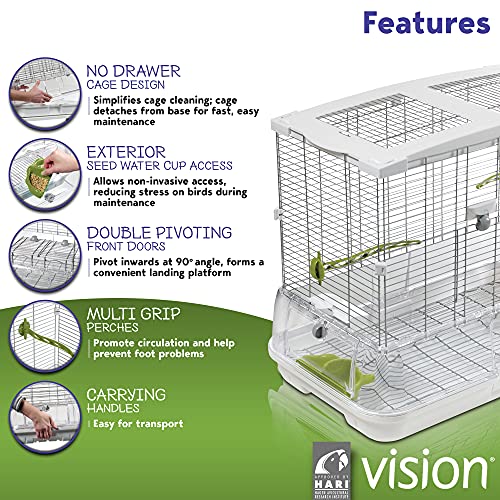 Vision M01 Wire Bird Cage, Bird Home for Parakeets, Finches and Canaries, Medium